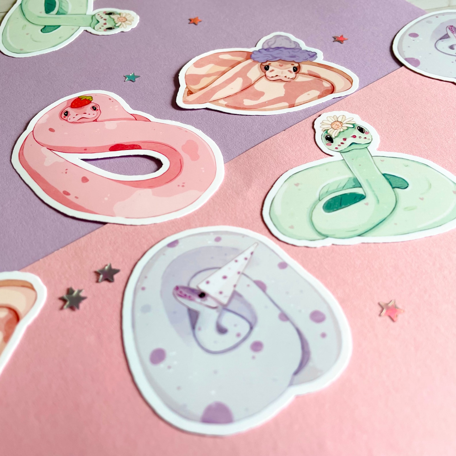 Snake Stickers Snake Buddies Snake With Hats Sticker - Etsy