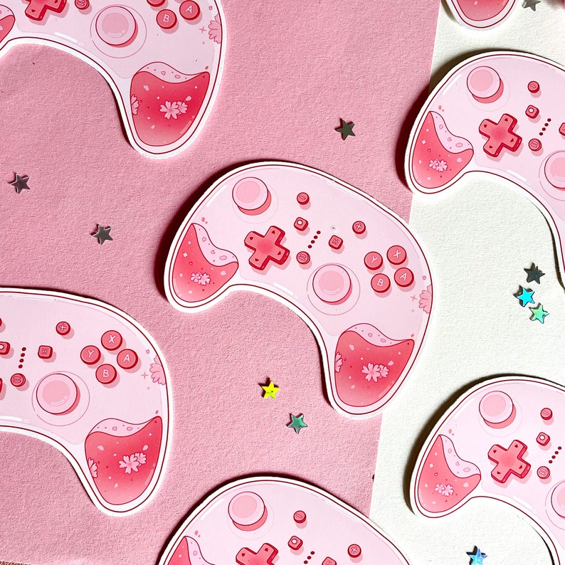 Sakura Controller Sticker Gamer Girl Kawaii Sticker Pack - Etsy