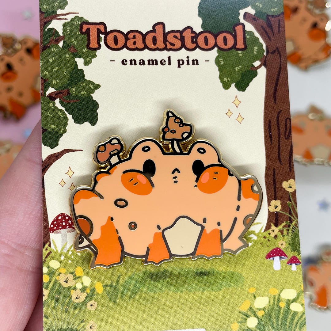 Cottagecore Frog Enamel Pin Gold Mushroom Toadstool Pin Cute Animal ...