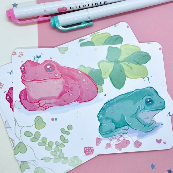 Marker Frog Card Frog Art Print Froggy Card Eco Matte - Etsy