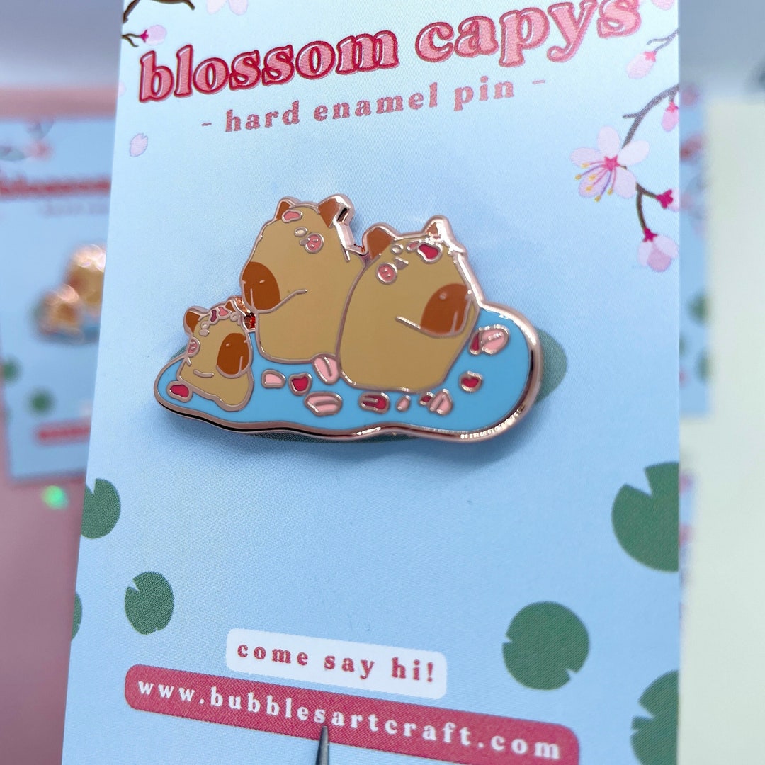 Blossom Capybara Pin | Hard Enamel Pin | Rose Gold | Capy Enamel Pin ...