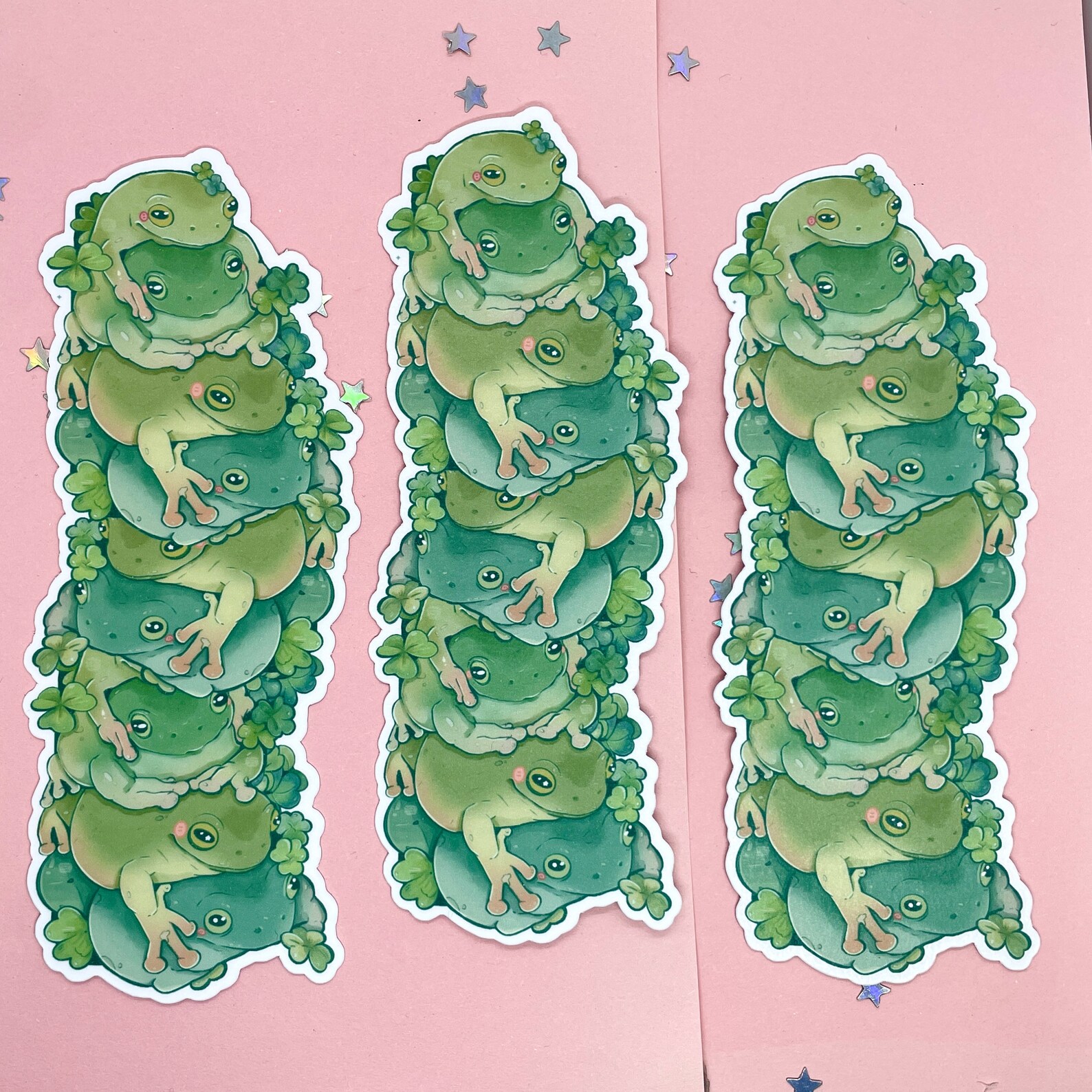 Frog Stack Bookmark Frog Art Cute Bookmark Laminated - Etsy