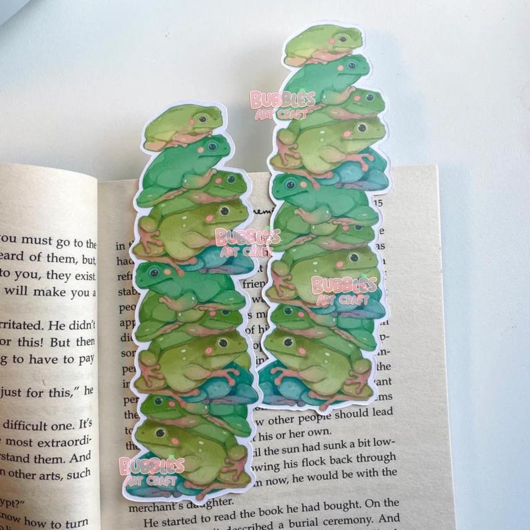 Frog Stack Bookmark Amphibian Art Cute Bookmark Laminated Cottagecore ...