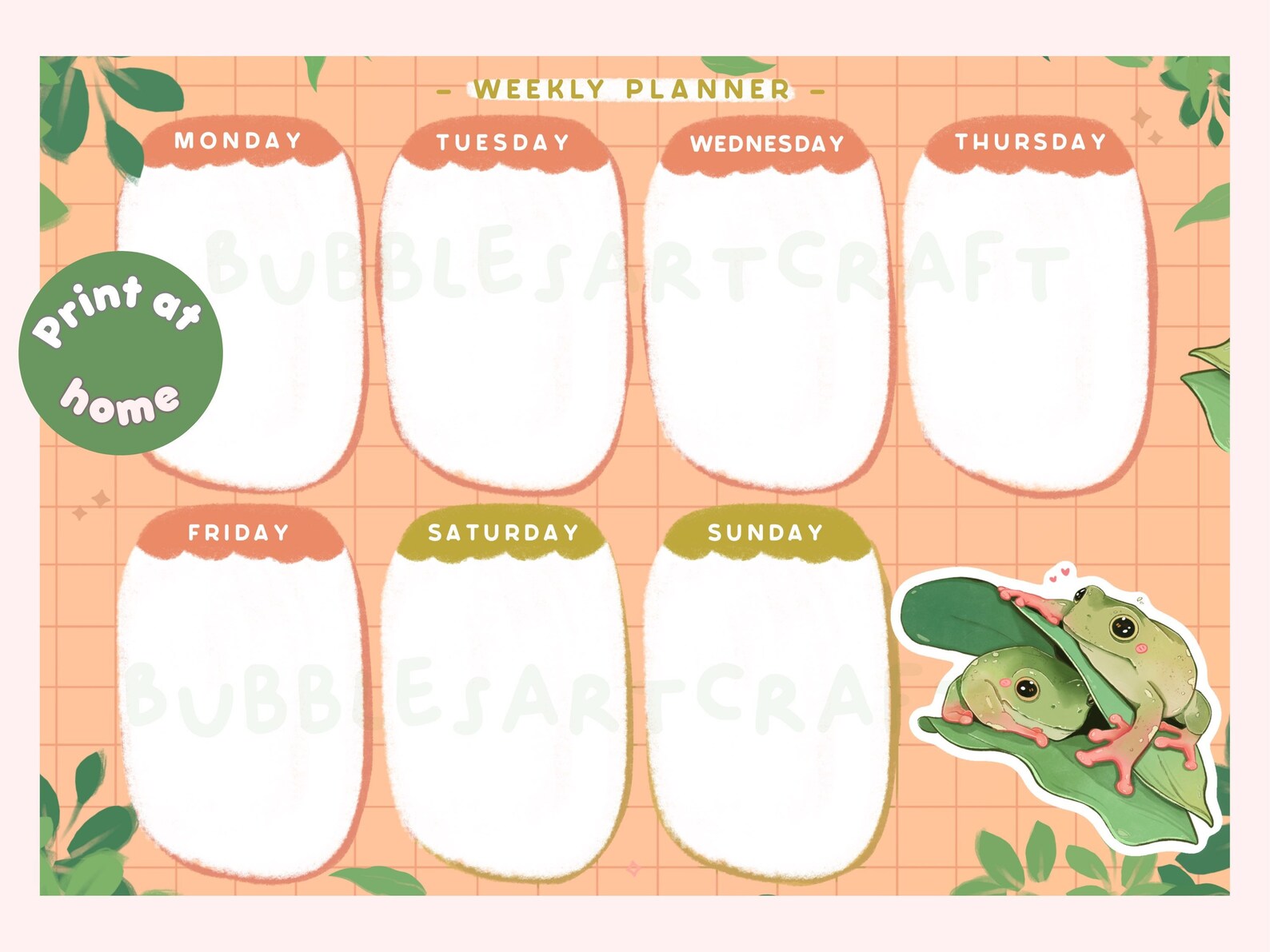 Digital Weekly Planner | Frog Planner A4 Landscape | Printable at Home ...