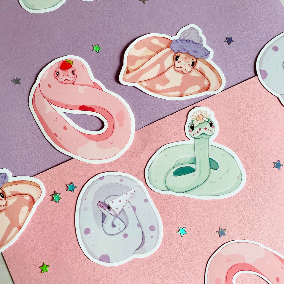 Snake Stickers Snake Buddies Snake With Hats Sticker - Etsy