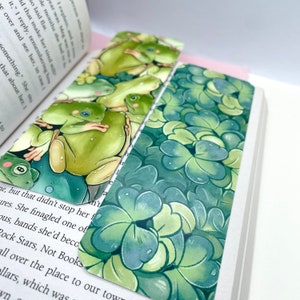 Frog Pile Bookmark | Frogs and Plants Cute Botanical Bookmark Double ...