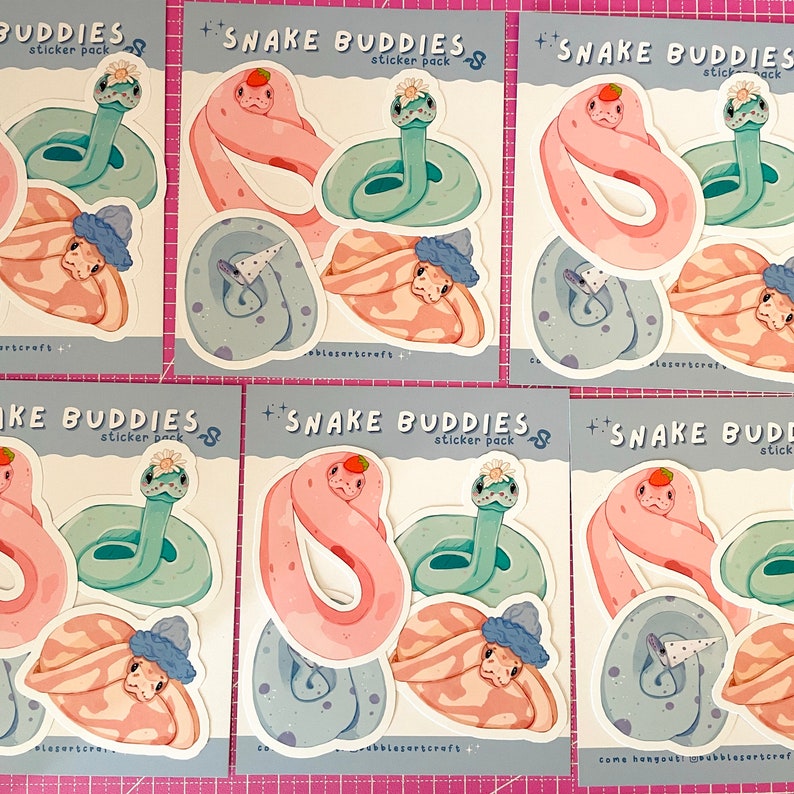 Snake Stickers Snake Buddies Snake With Hats Sticker - Etsy