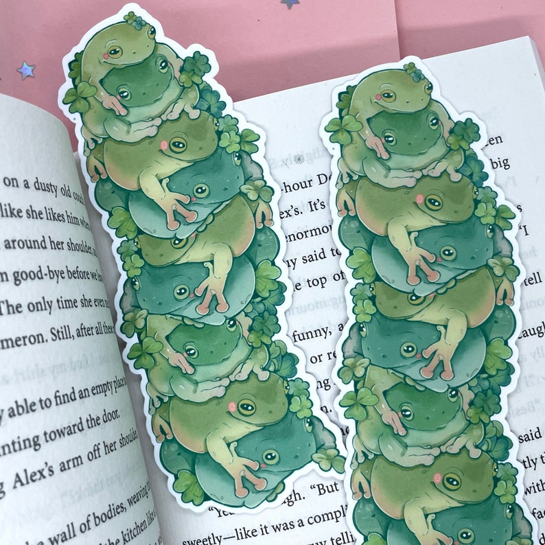Frog Stack Bookmark Frog Art Cute Bookmark Laminated - Etsy