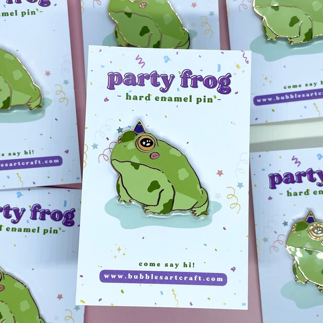 Party Frog Pin | Hard Enamel Pin | Gold Plated | Frogs Enamel Pin ...