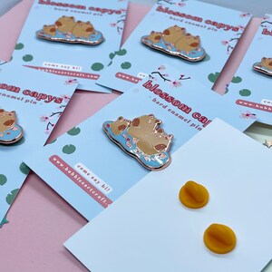 Blossom Capybara Pin | Hard Enamel Pin | Rose Gold | Capy Enamel Pin ...