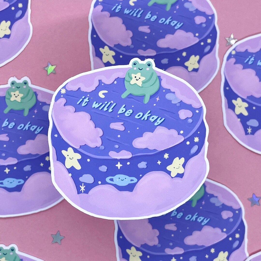 Frog Cake Sticker | Frog Sticker | Positive Quote | Froggy Sticker ...