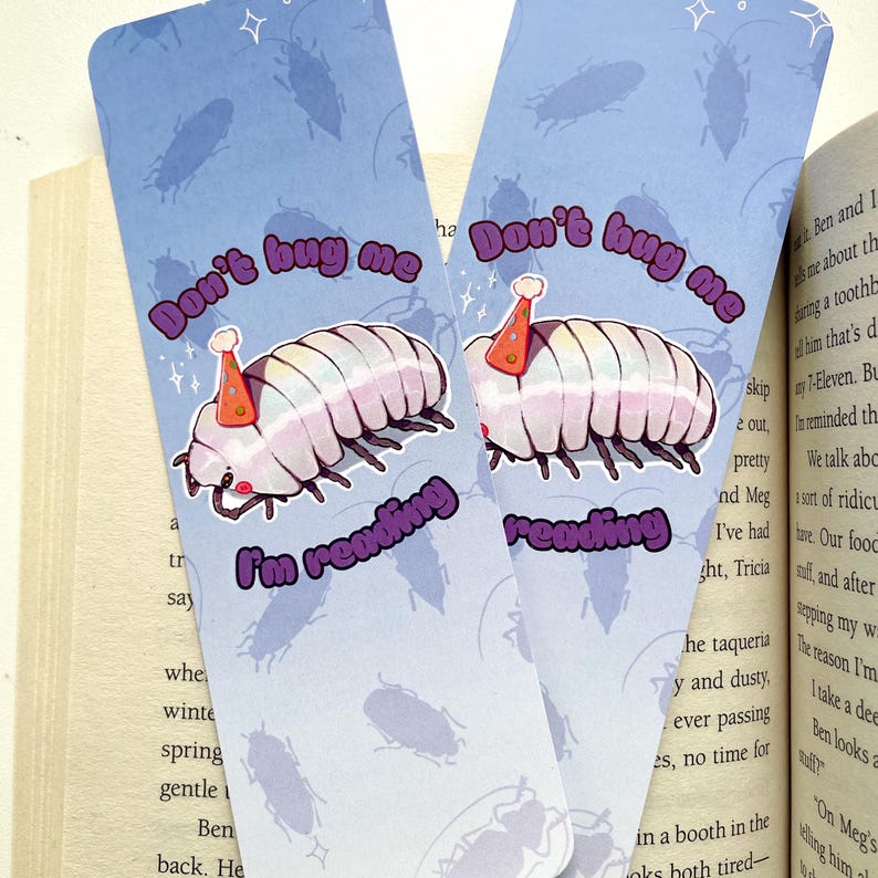 Cute Isopod Bookmark | Funny Bug Party Hat Bookmark | Don’t Bug Me I’m ...