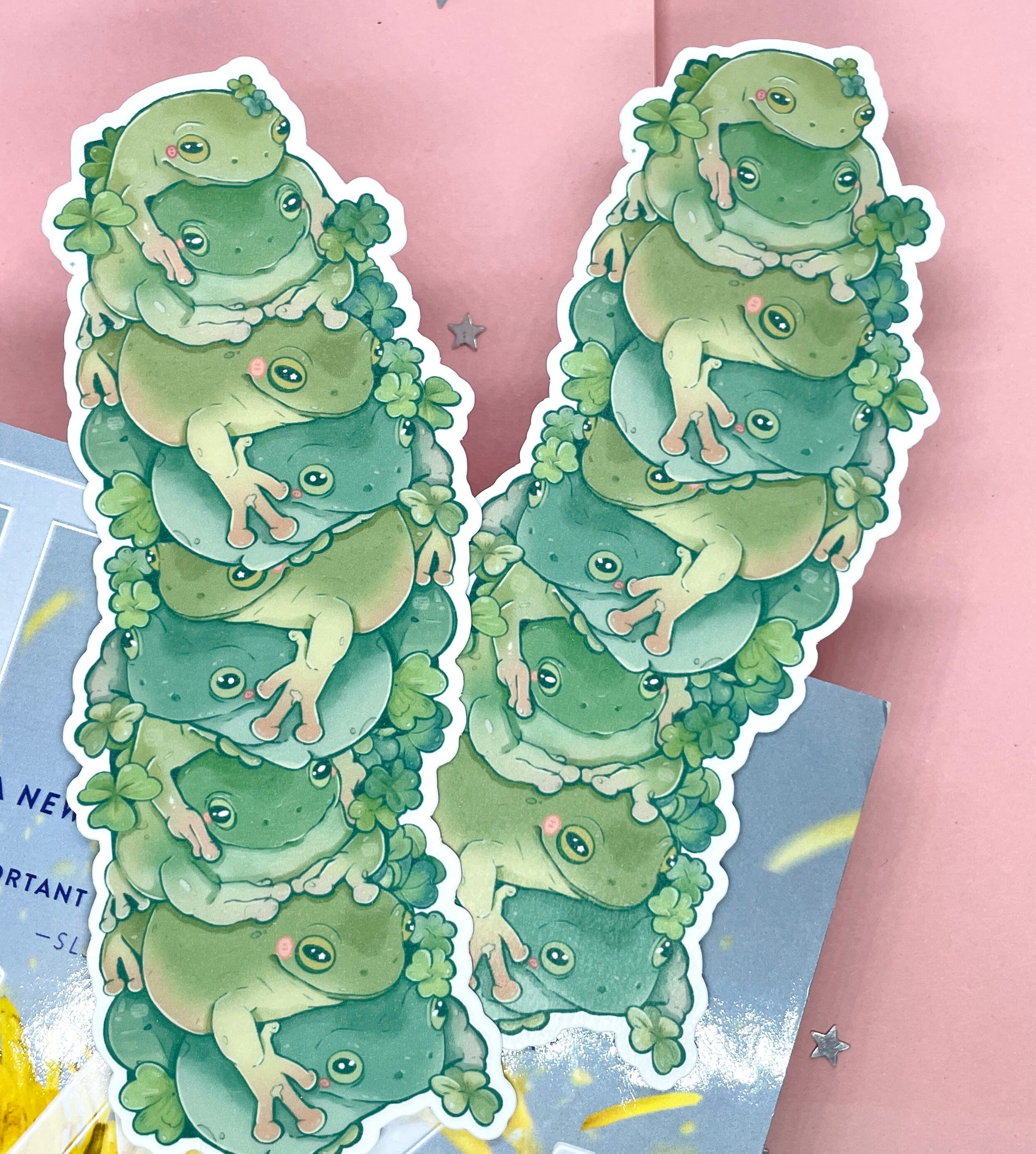 Frog Stack Bookmark Frog Art Cute Bookmark Laminated - Etsy