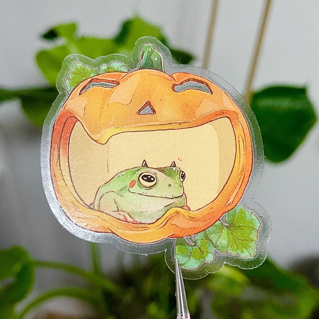 Peek-a-boo Hopper Frog Sticker Set Cute Halloween Transparent Frog ...