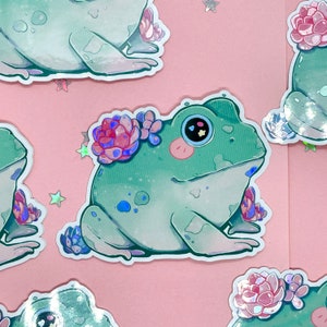 Succulent Frog Sticker | Holographic Sticker | Frog Sticker | Plant ...