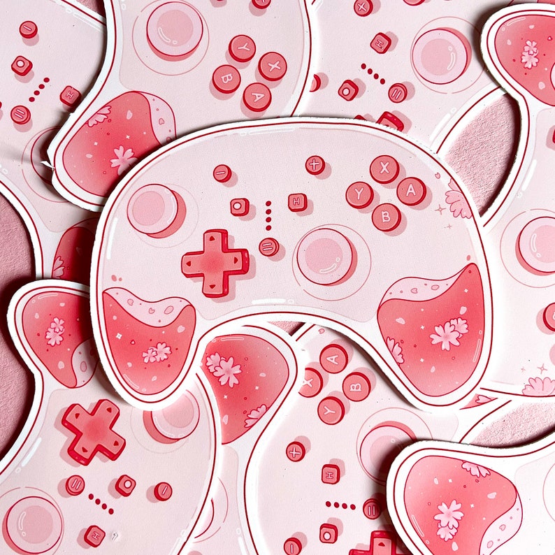 Sakura Controller Sticker Gamer Girl Kawaii Sticker Pack - Etsy