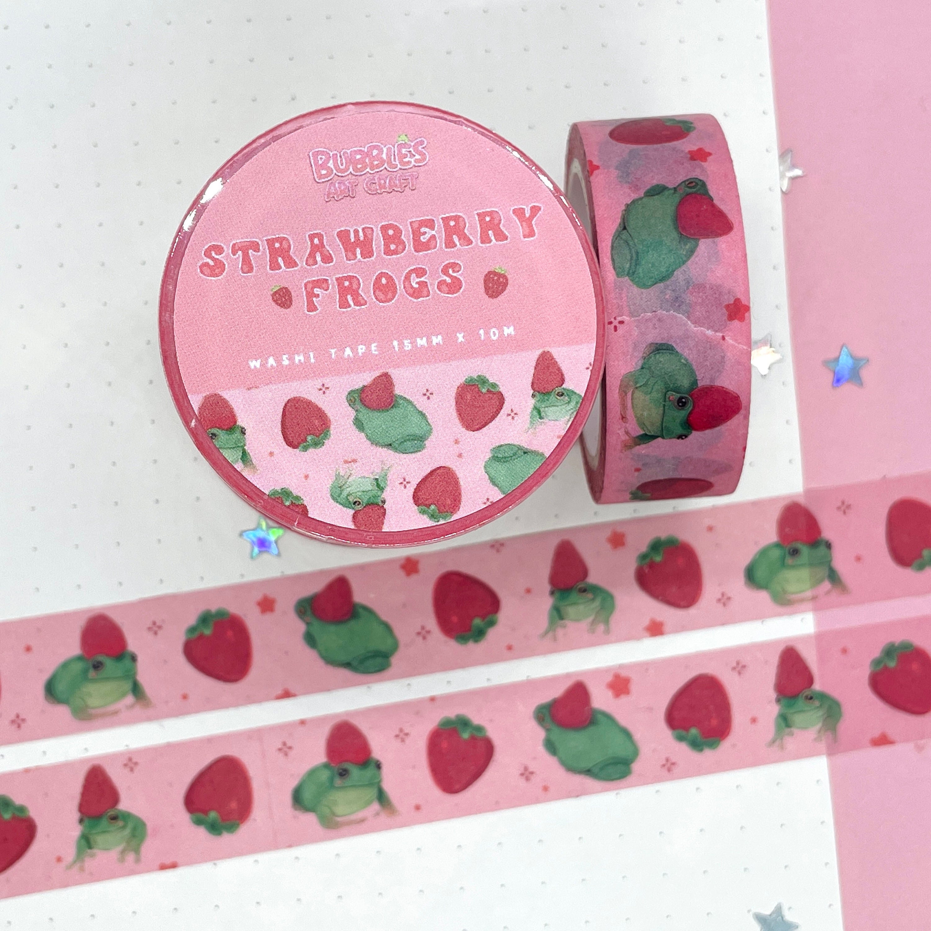 Strawberry Frog Washi Tape Cute Frog Washi Tape - Etsy