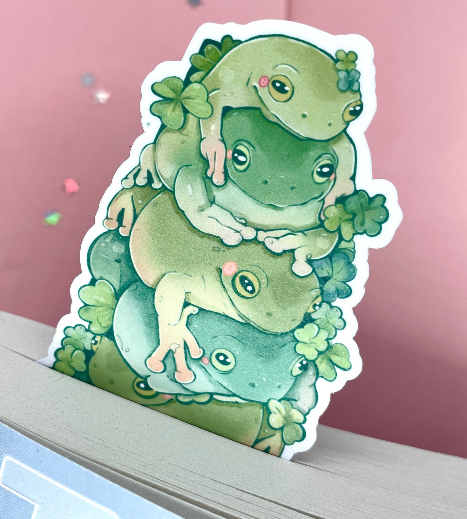 Frog Stack Bookmark Frog Art Cute Bookmark Laminated - Etsy