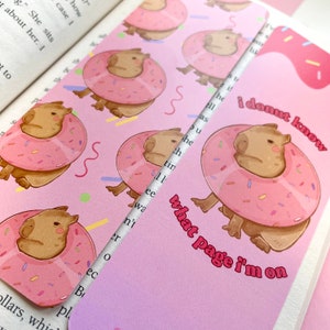 Capybara Bookmark Donut Pun Cute Bookmark Double Printed Cottagecore ...