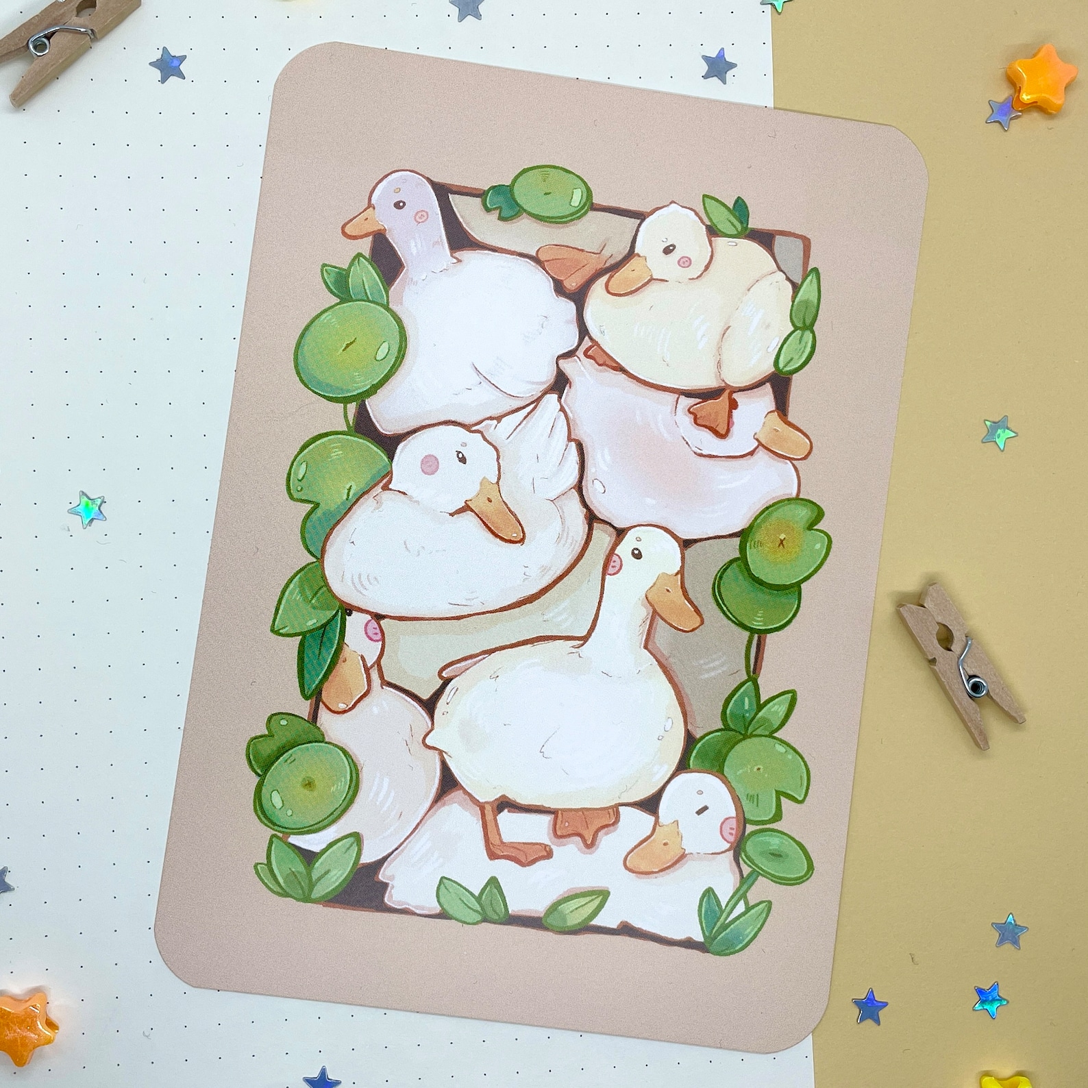 Pile of Ducks Art Print Post Card Print Cute Animal Card - Etsy