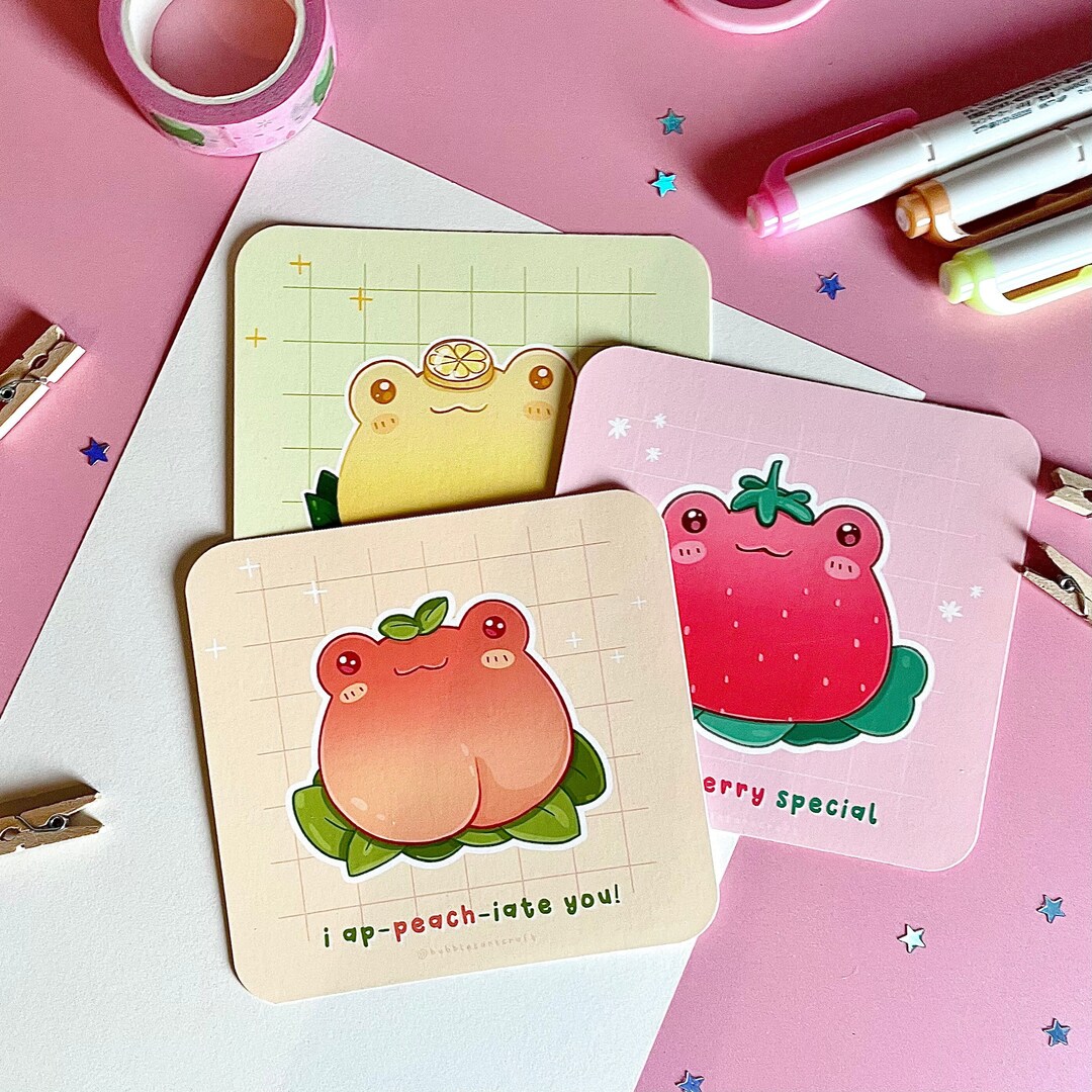 Fruity Frogs | Frog Card | Mini Print Set | Eco Friendly | Square ...