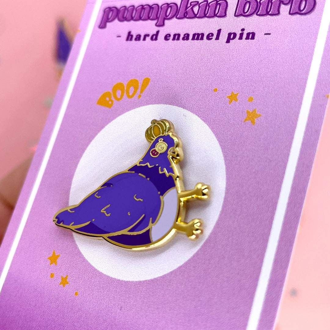 Pumpkin Birb Pin | Hard Enamel Pin | Cute Halloween Pin | Pigeon Enamel ...