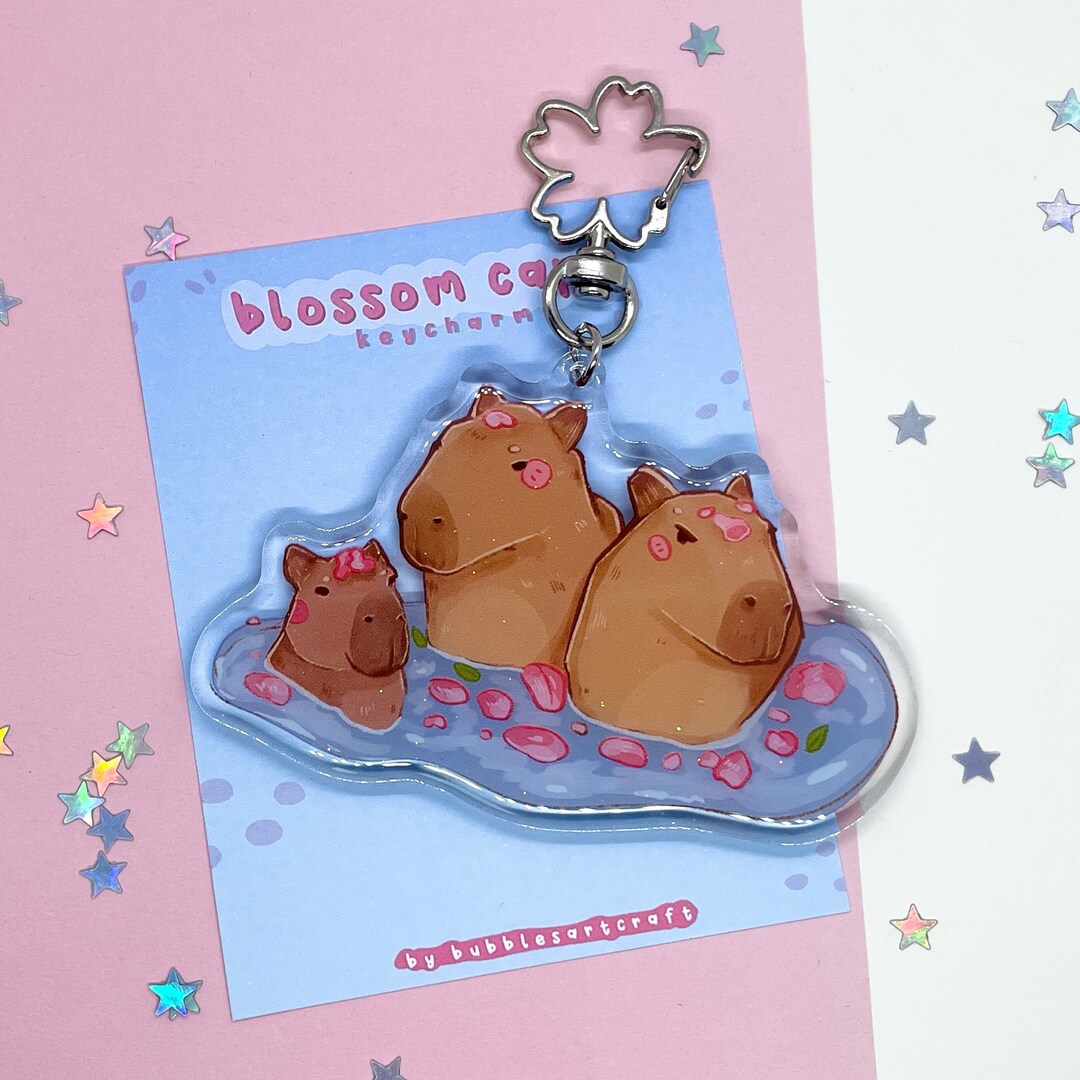Blossom Capybara Charm | Capy Key Charm | Key Accessories | Acrylic ...