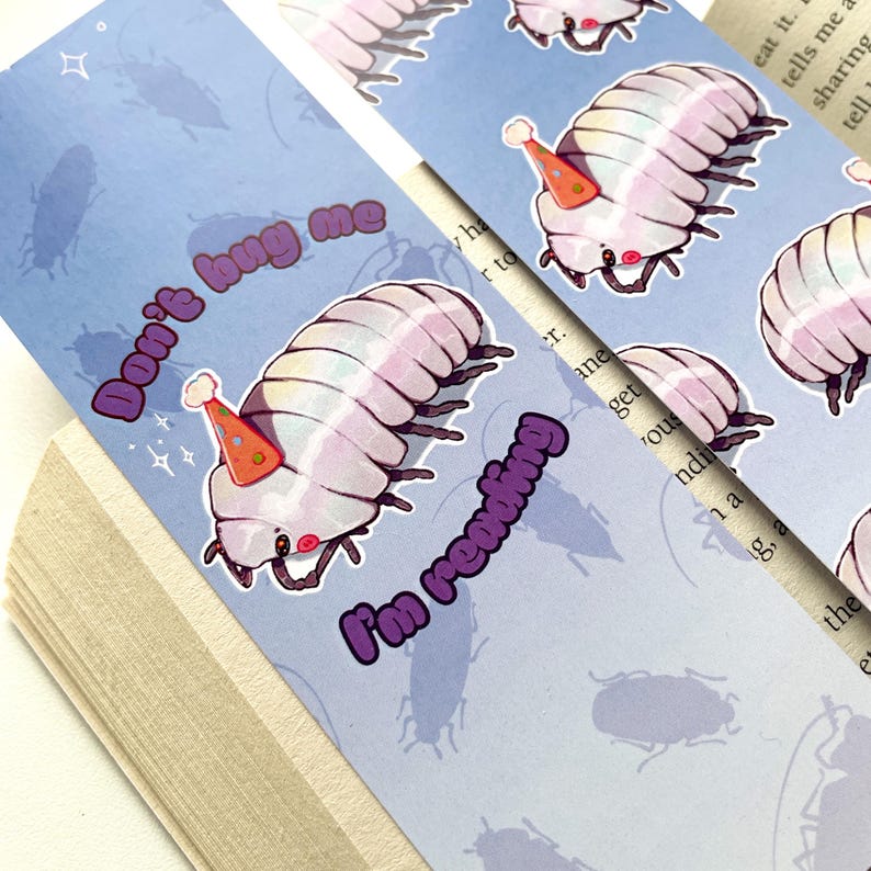 Cute Isopod Bookmark | Funny Bug Party Hat Bookmark | Don’t Bug Me I’m ...