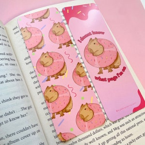 Capybara Bookmark Donut Pun Cute Bookmark Double Printed Cottagecore ...