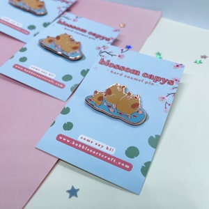 Blossom Capybara Pin | Hard Enamel Pin | Rose Gold | Capy Enamel Pin ...