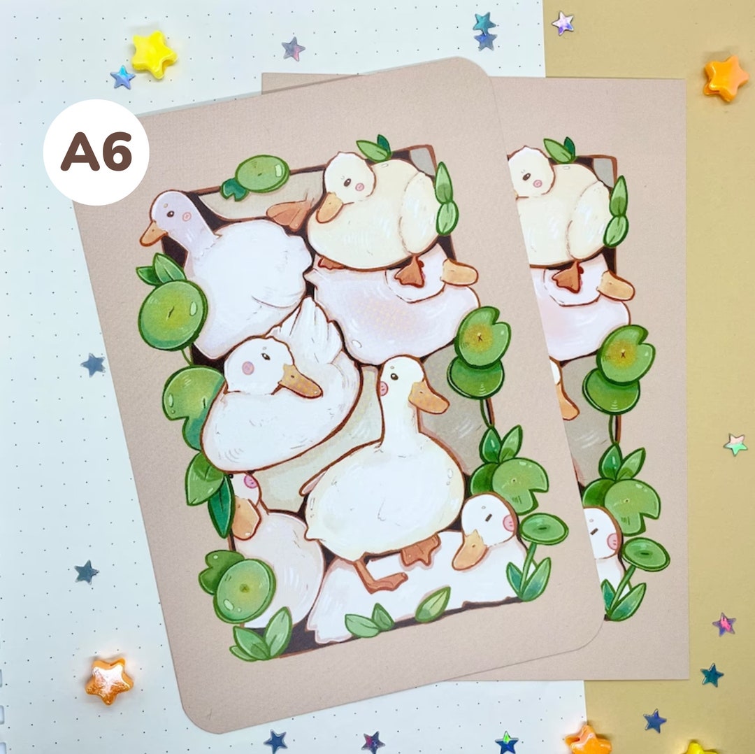 Pile of Ducks Art Print | Post Card Print | Cute Animal Card | Greeting ...