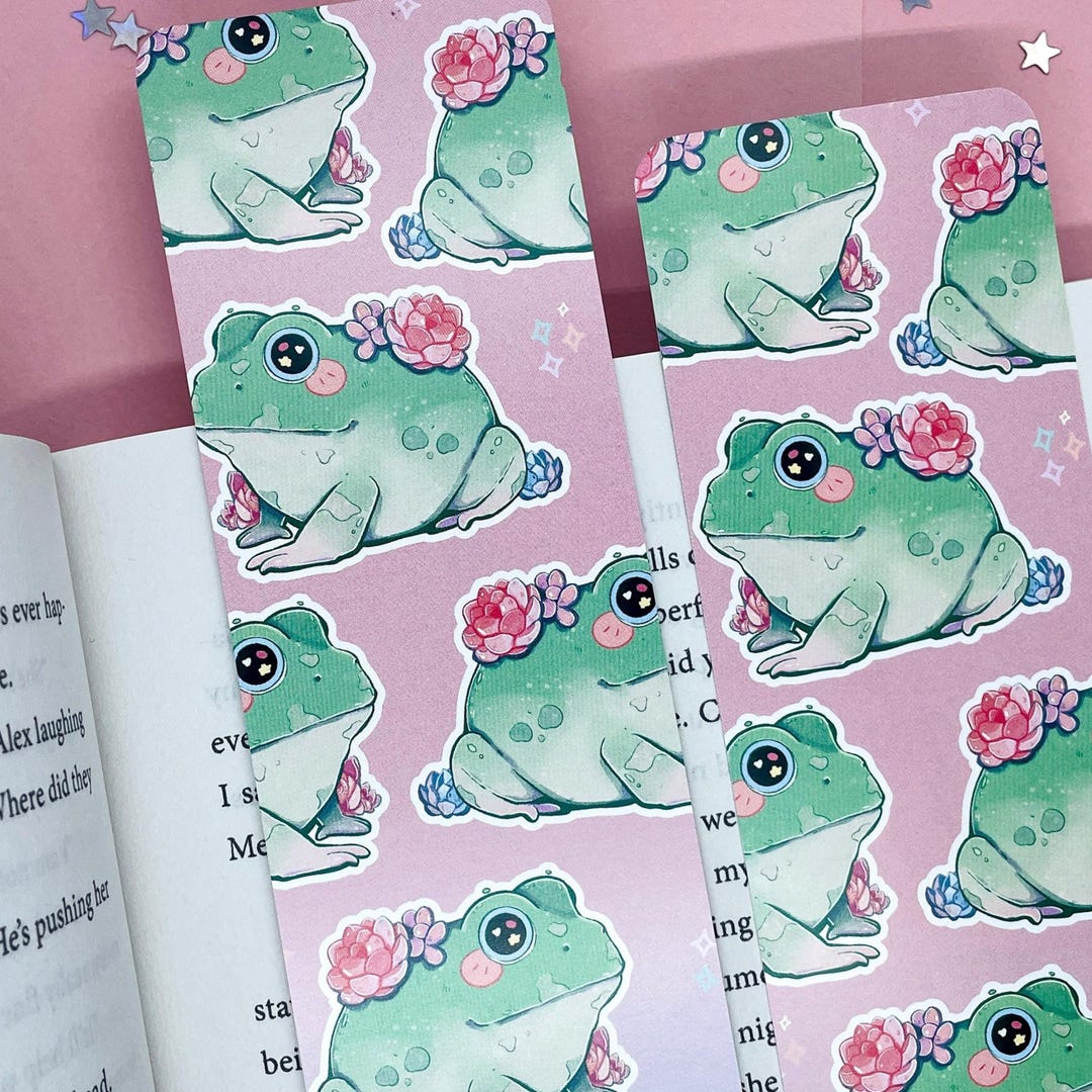 Frog Bookmark | Succulent Frog Art | Cute Cottagecore Gift | Laminated ...