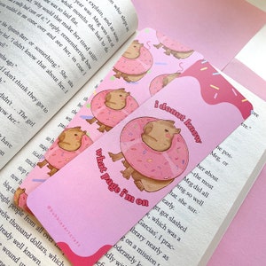 Capybara Bookmark Donut Pun Cute Bookmark Double Printed Cottagecore ...