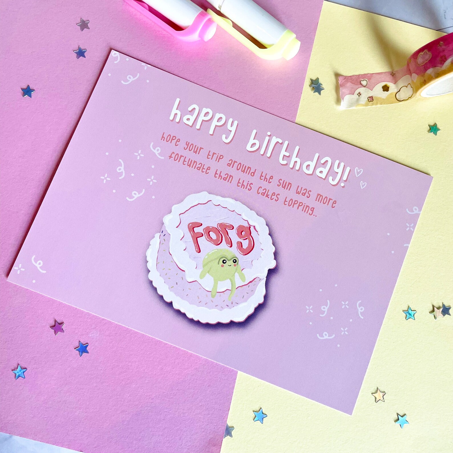 Frog Card Happy Birthday Birthday Card Froggy Card Eco - Etsy