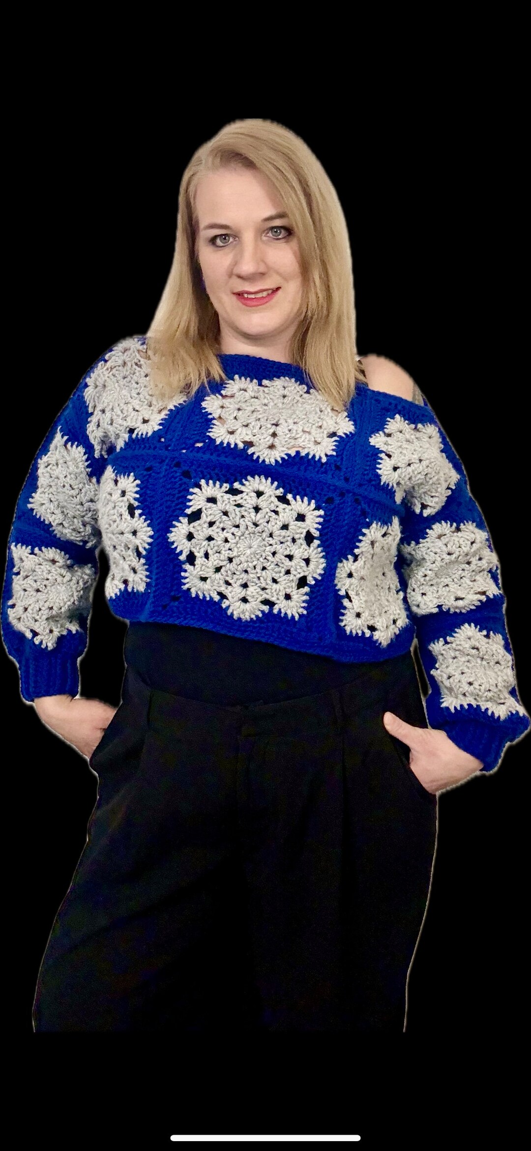 Plus Size, Oversize, Crochet Sweater, Gehäkelte Pulì, Snowflake - Etsy