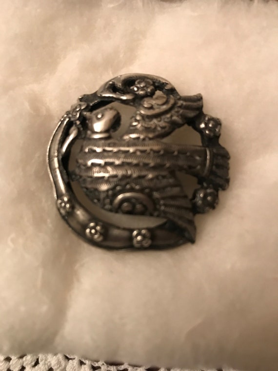 Vintage birds circular brooch - Gem