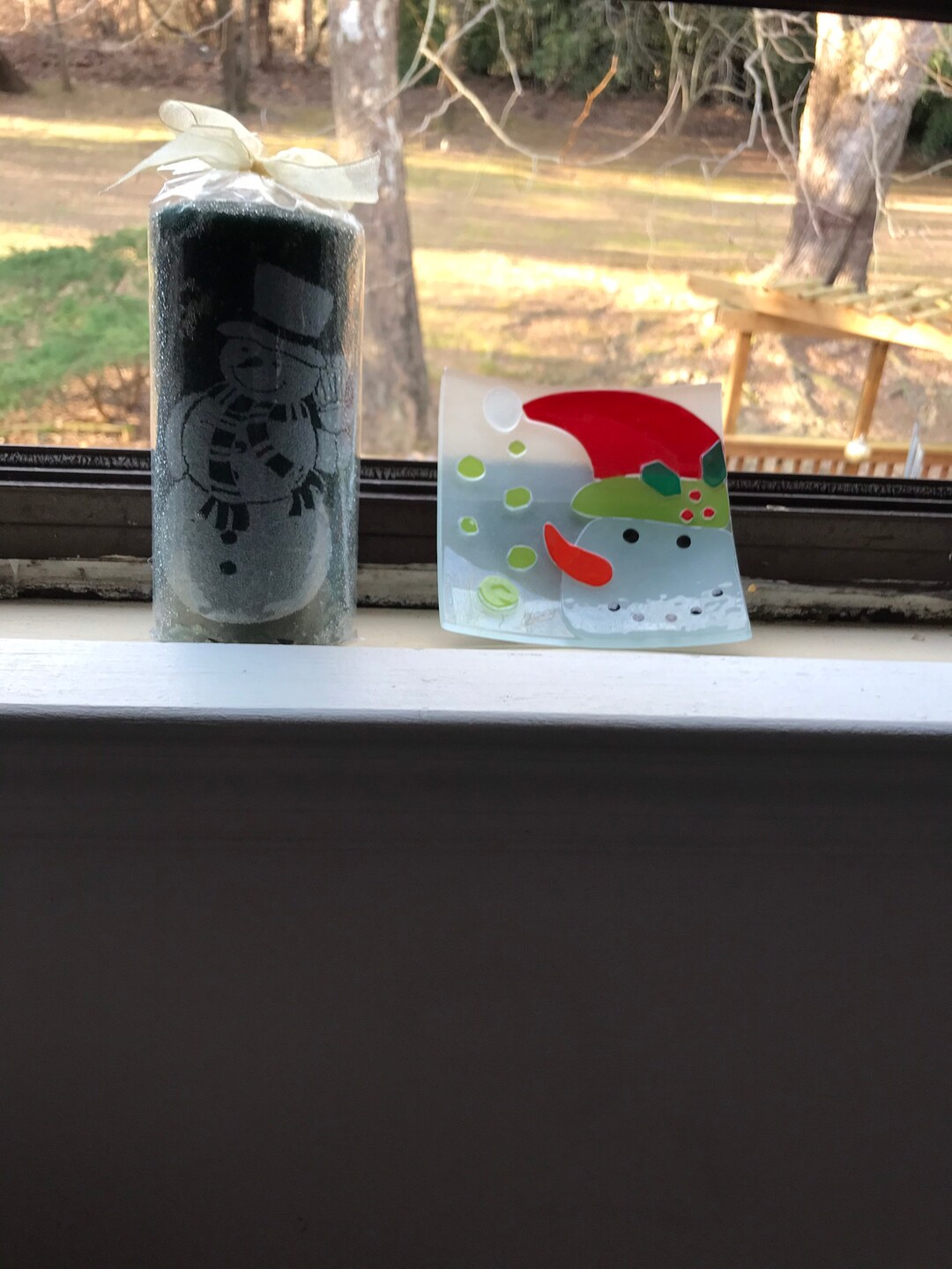 Snowman Pillar Candle and Accent Holding Plate - Etsy
