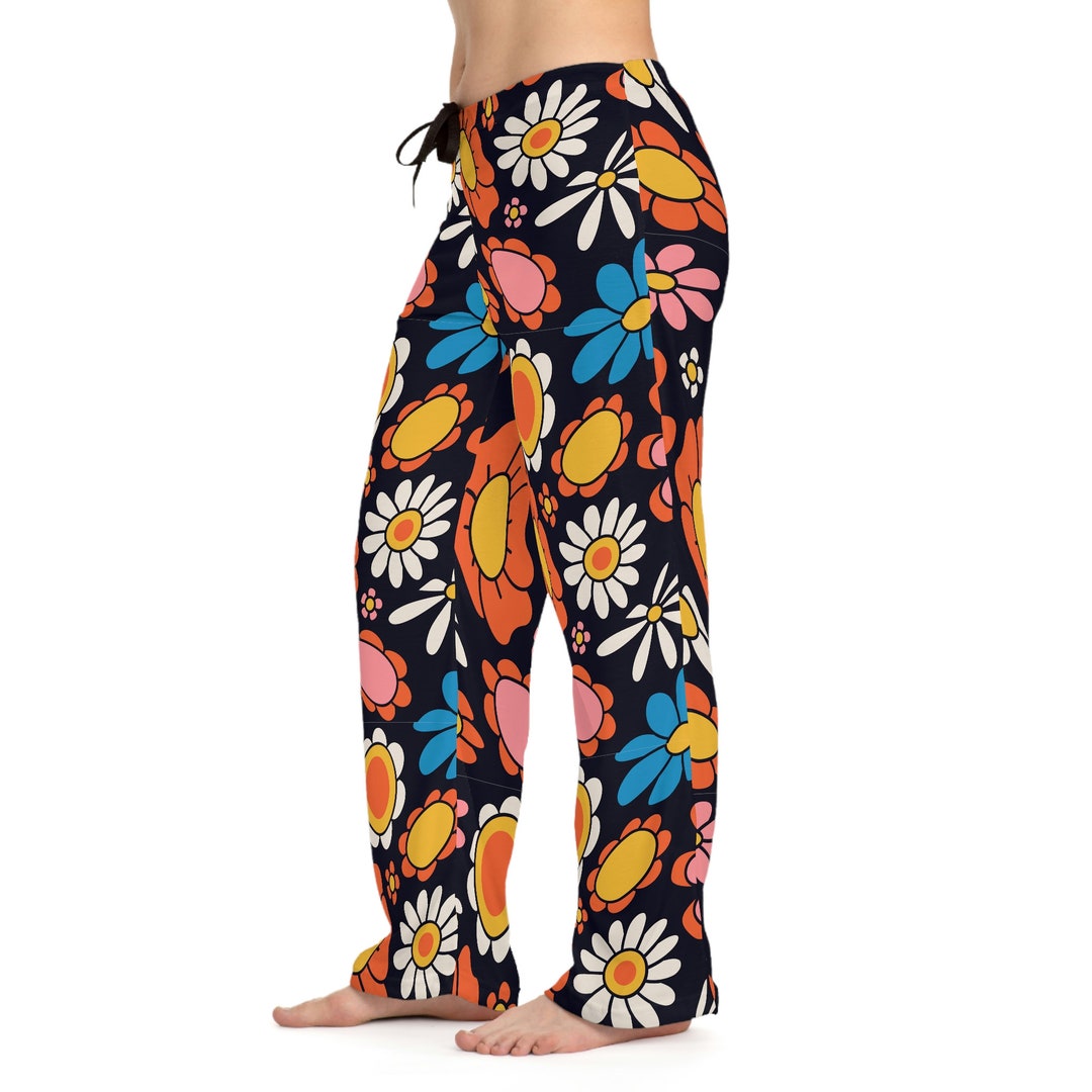 Retro Flower Pajama Pants for Women Flower Power Pjs Retro - Etsy