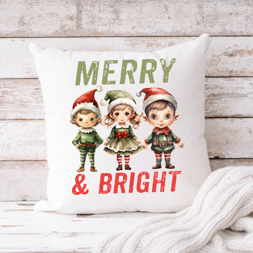 Vintage Inspired Christmas Elves Pillow or Cover Gift for Family, Cute ...