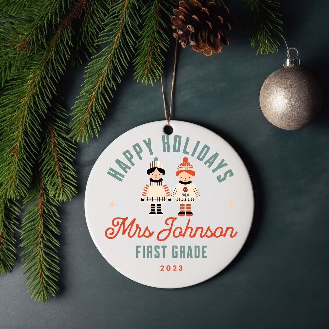 Personalized Happy Holidays Teacher Ornament School Teacher - Etsy