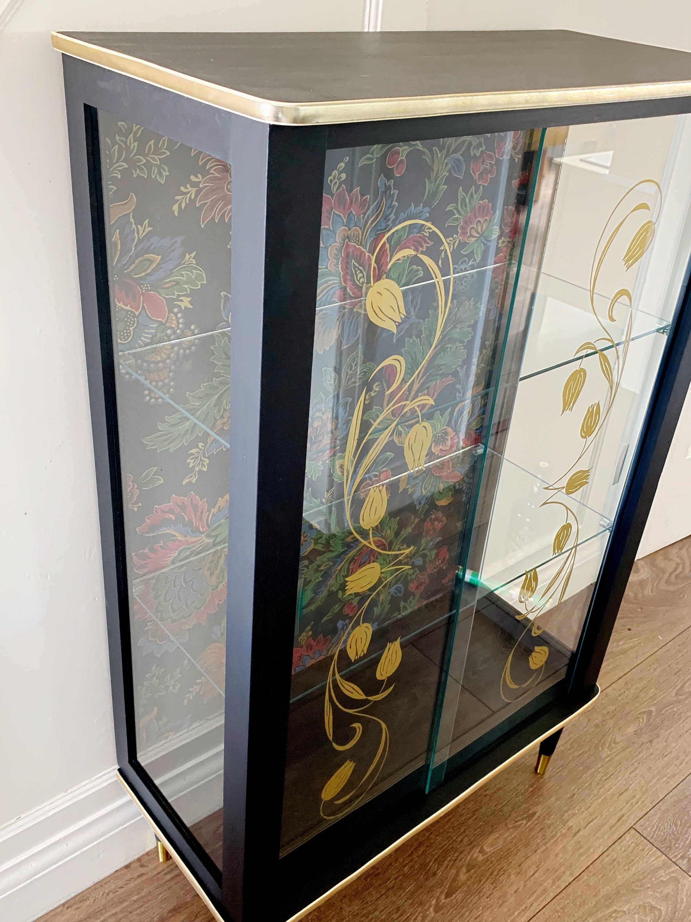 SOLD*SOLD*SOLD* 50s Glass Gin Display Cabinet With Sliding Doors Modern ...