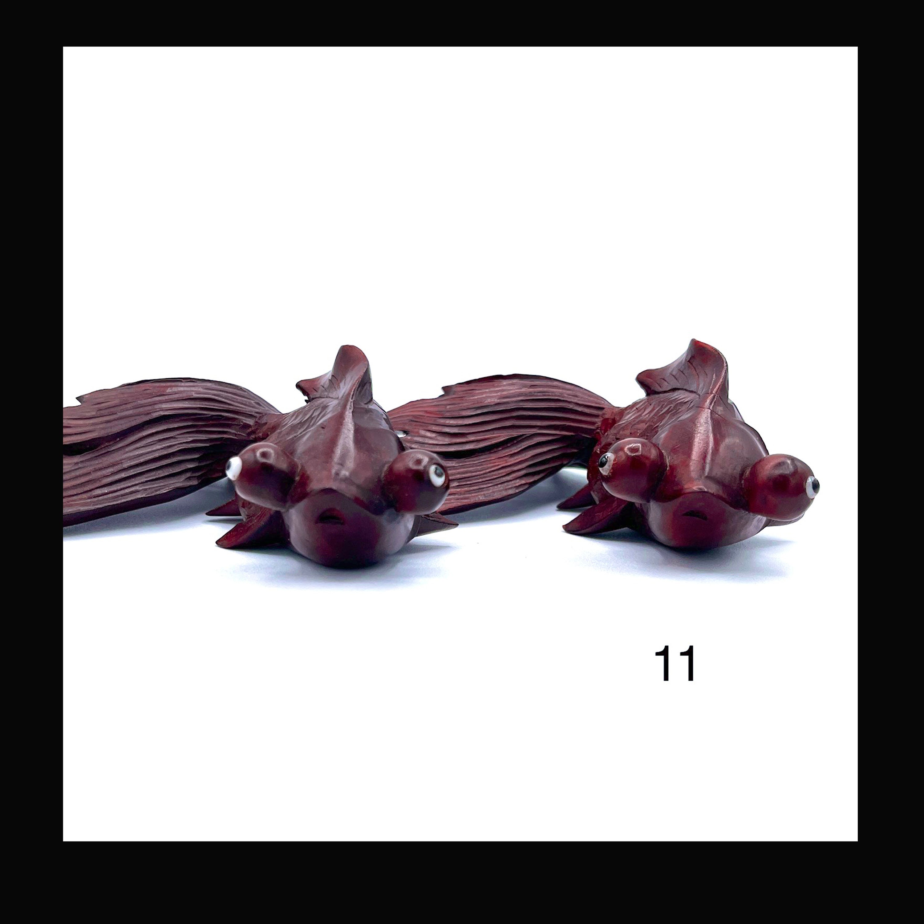 Rosewood Hand Carved Koi Fish Set, Feng Shui, Yina and Yang, Vintage ...