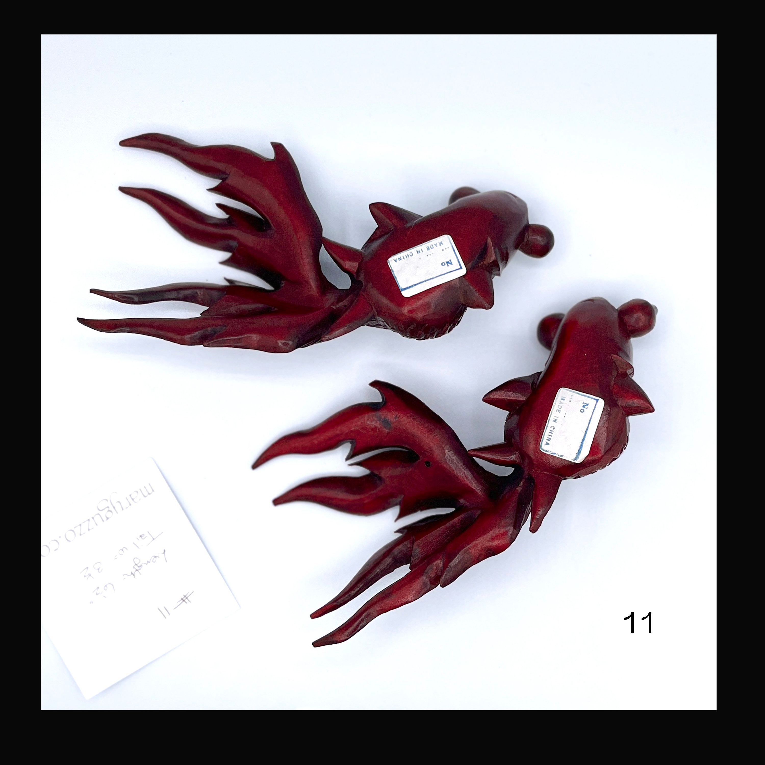 Rosewood Hand Carved Koi Fish Set, Feng Shui, Yina and Yang, Vintage ...