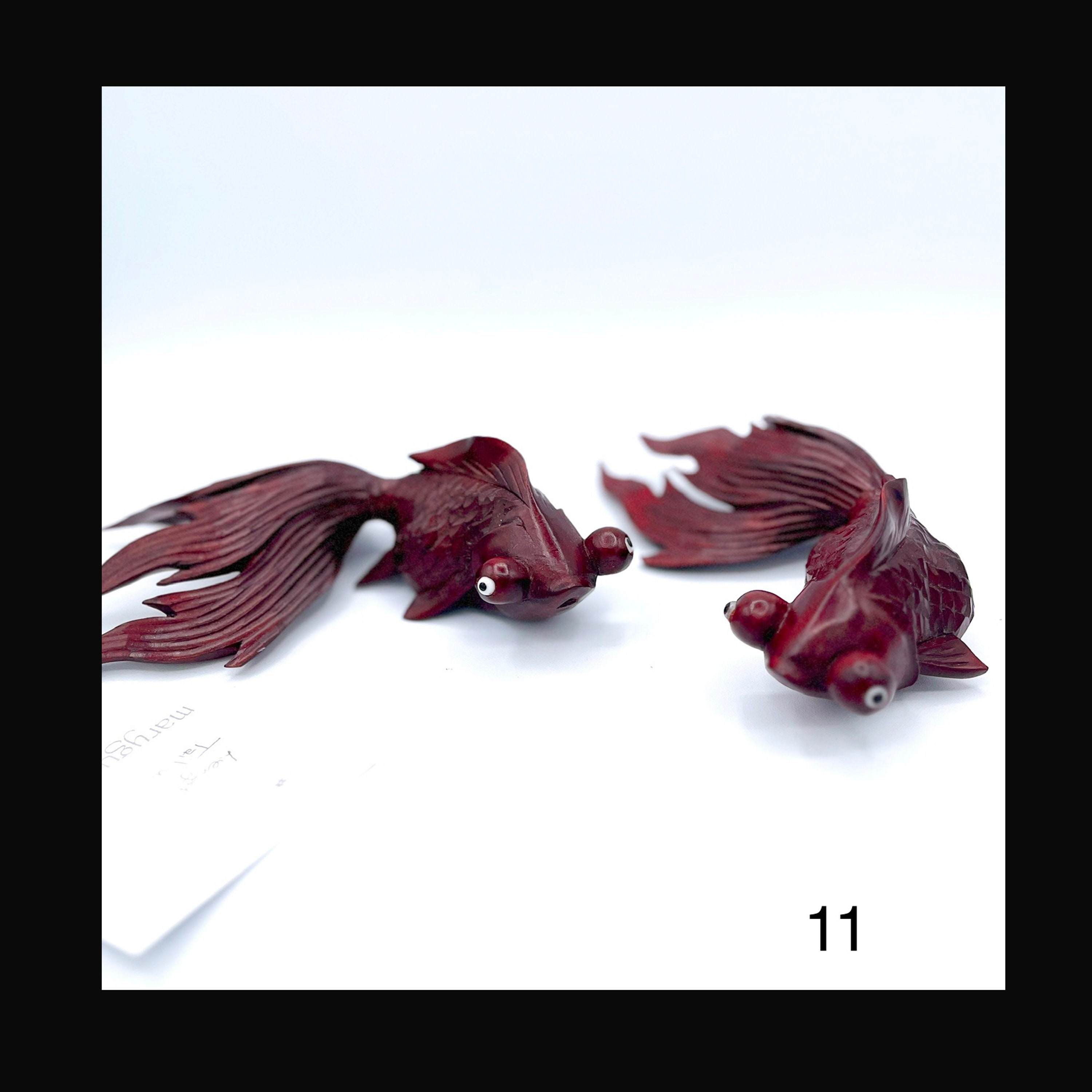 Rosewood Hand Carved Koi Fish Set, Feng Shui, Yina and Yang, Vintage ...