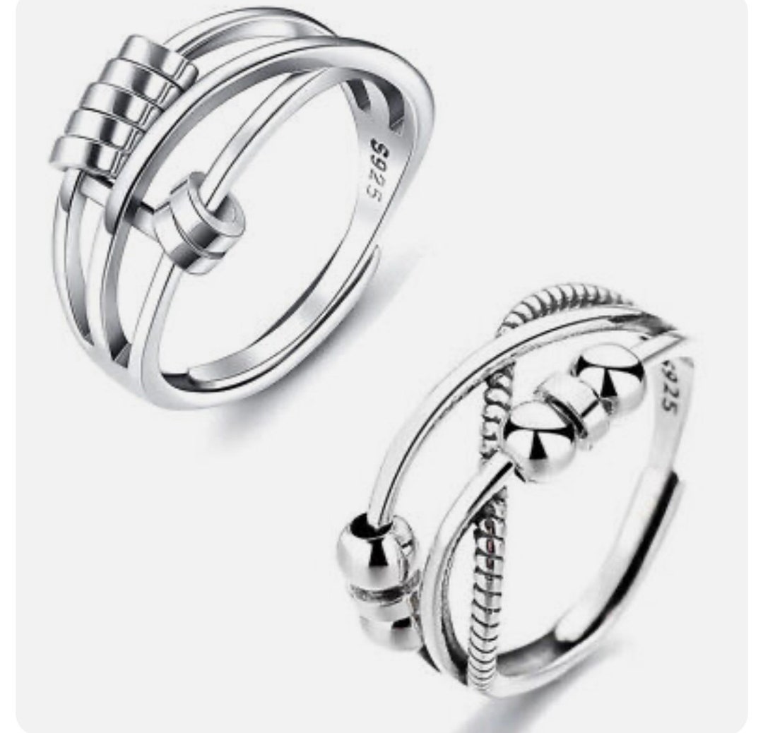 Anxiety Rings ,solid 925 Sterling Silver Ring, , Adjustable Ring ...