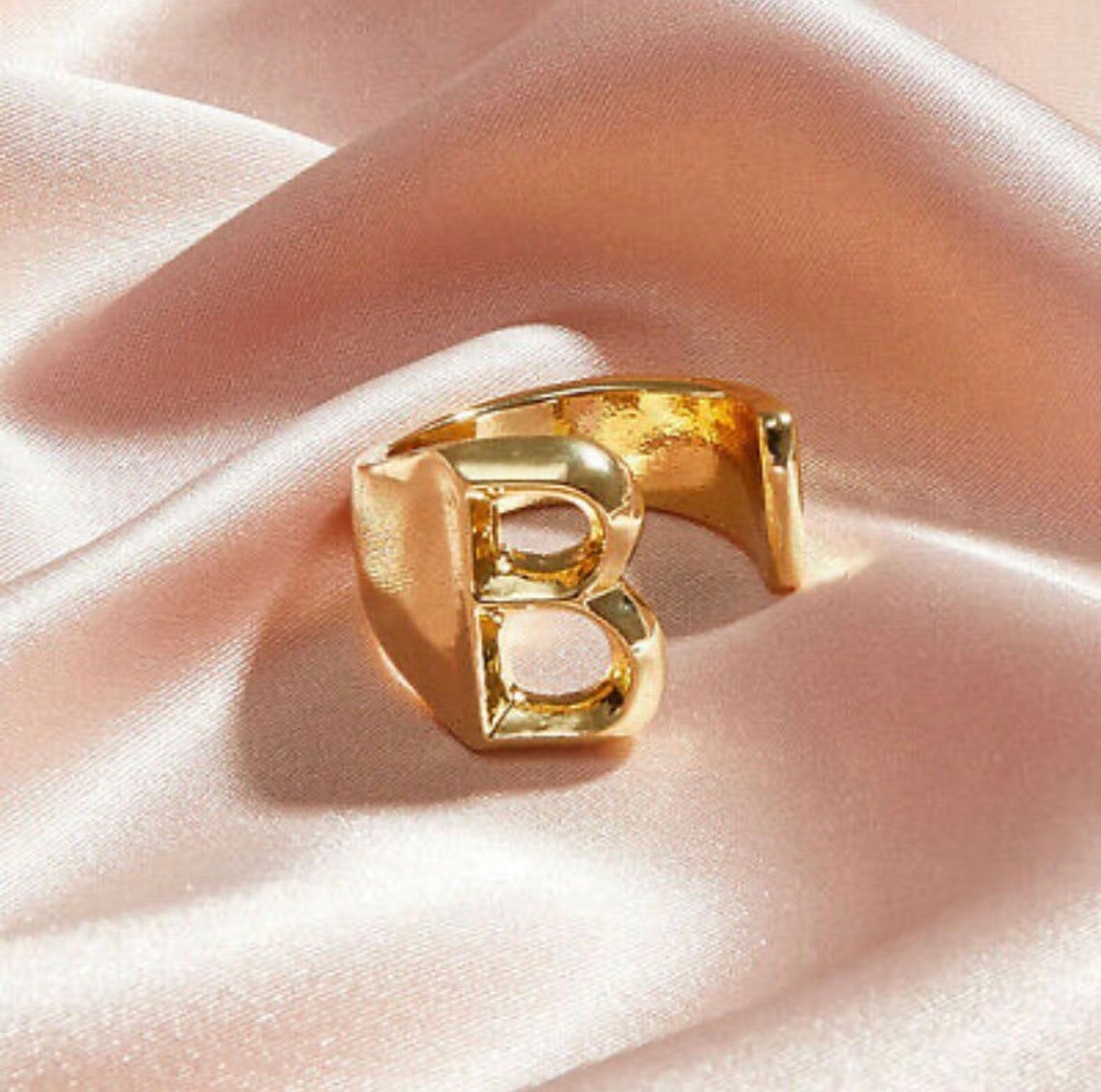 Anillos anillo inicial de oro anillo de letras gruesas - Etsy México