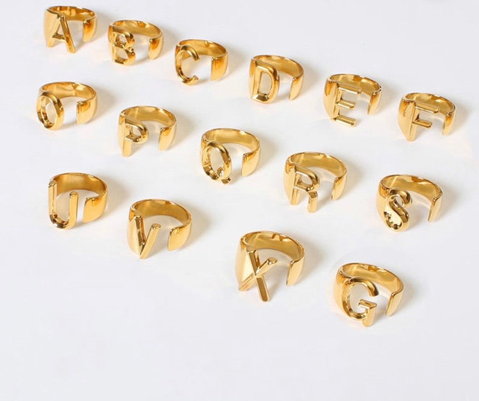 Anillos anillo inicial de oro anillo de letras gruesas | Etsy