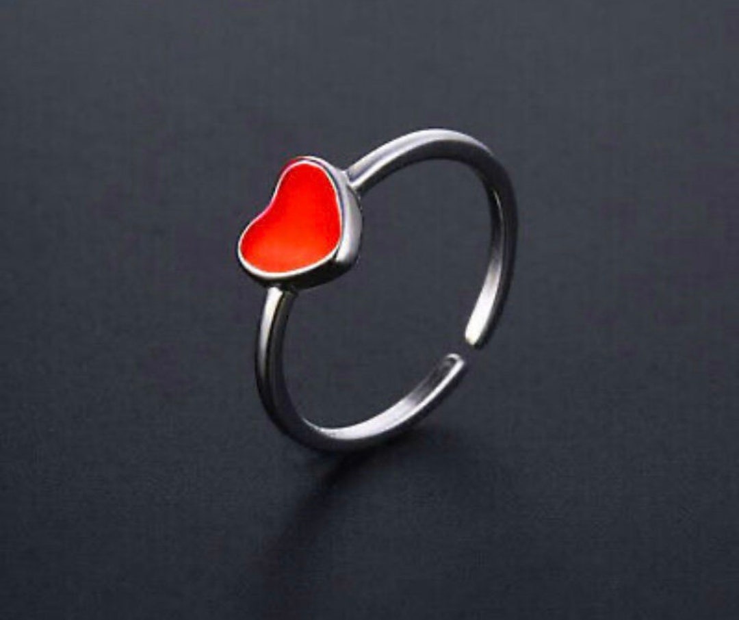 Tiny Red Heart Ring, Rings, 925 Sterling Silver,stackable Ring ...