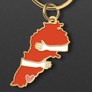 Lebanon Hug Keychain | Lebanese Gift | Gold Enamel | Lebanon Keychain ...