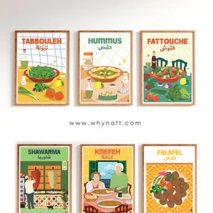 Lebanese Cuisine Retro Poster Set | Set of 6 | Lebanese Art Print ...